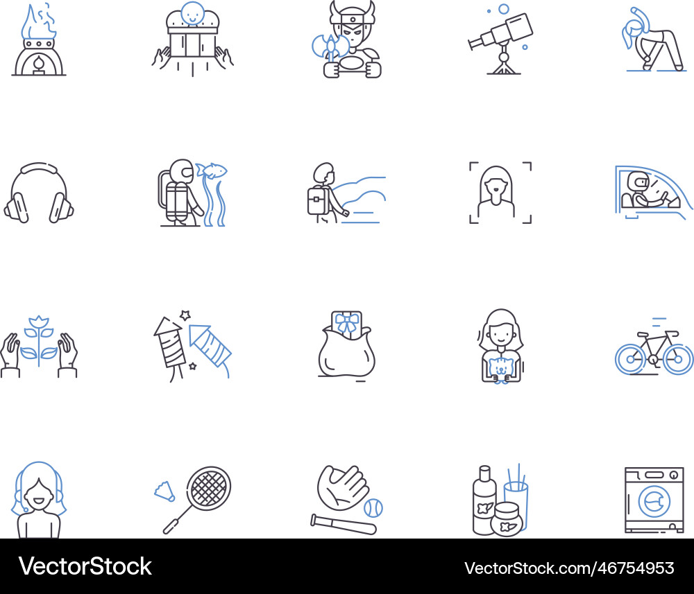 Active lifestyle outline icons collection Vector Image