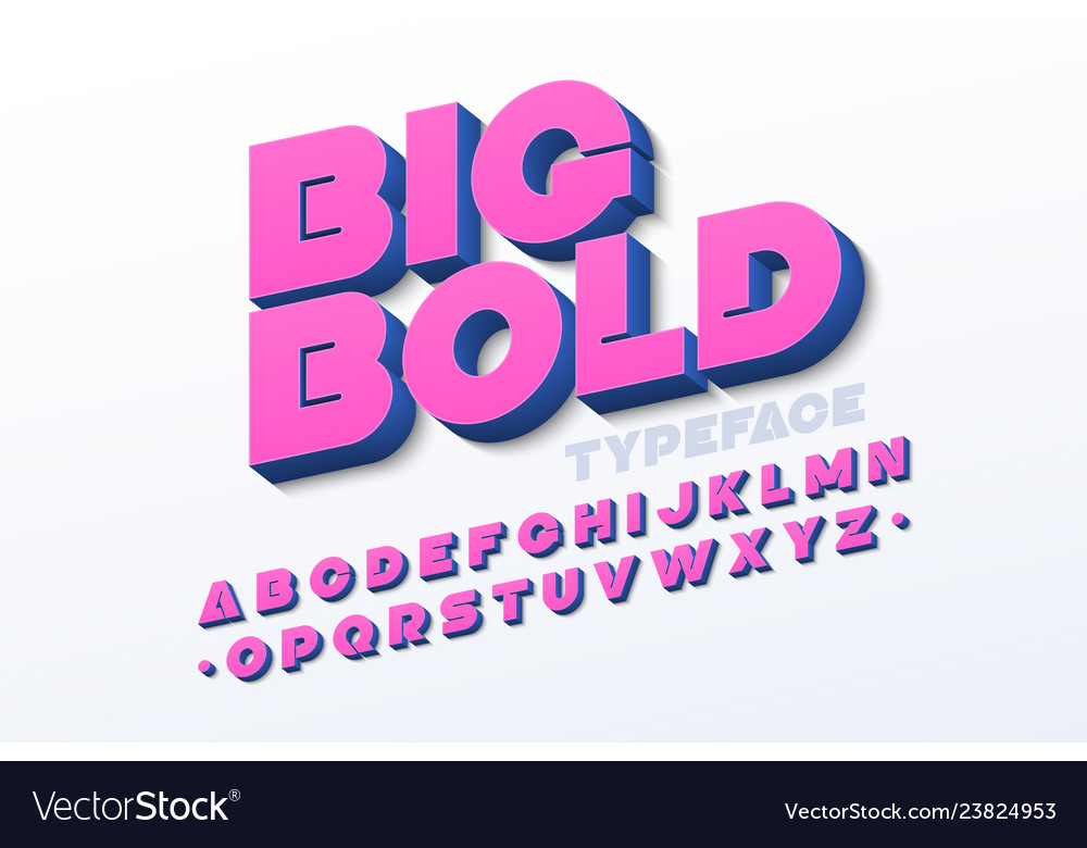 Bold 3d font Royalty Free Vector Image - VectorStock