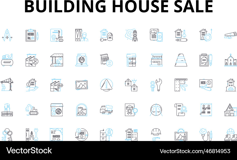 Building house sale linear icons set construction Vector Image