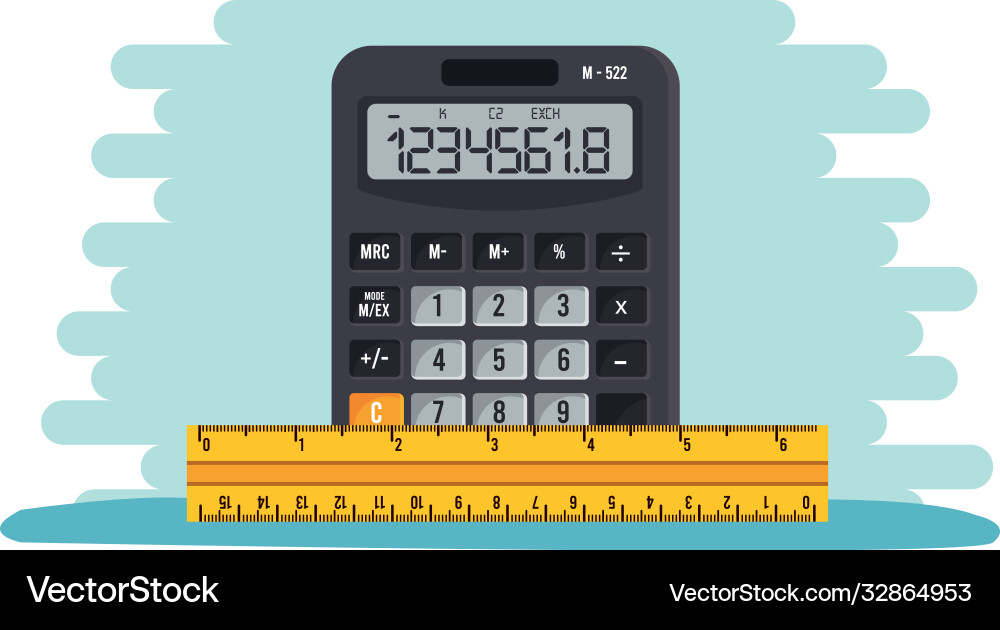 Calculator math device with rule supplies Vector Image
