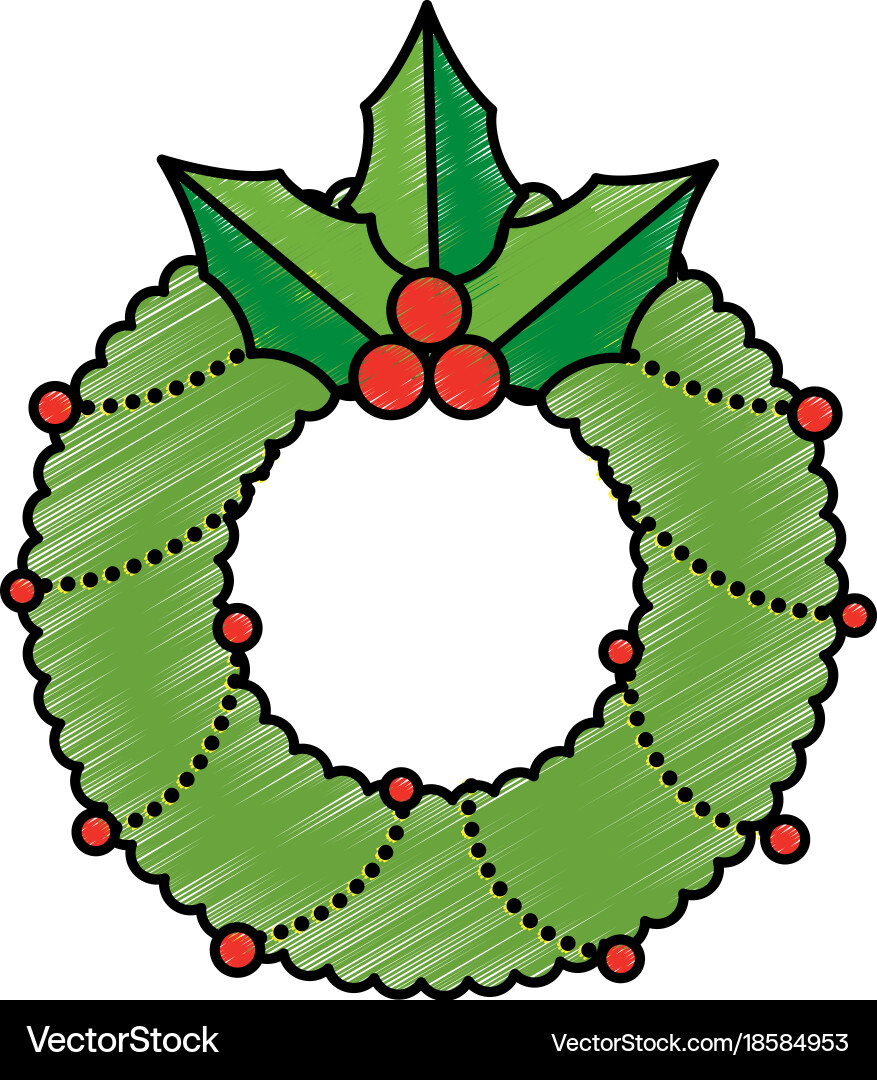 Christmas crown with leafs decorative Royalty Free Vector