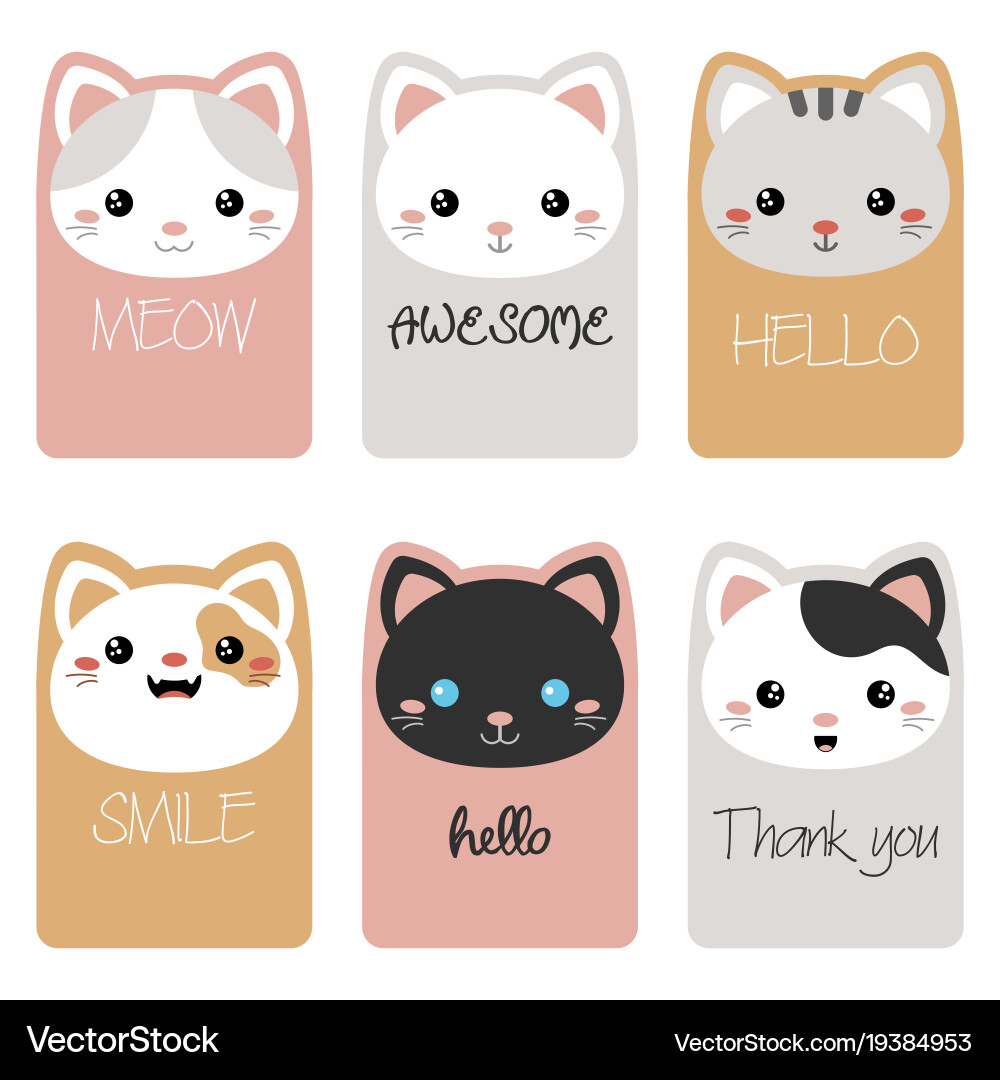 Collection cute cards collection cute cards Vector Image