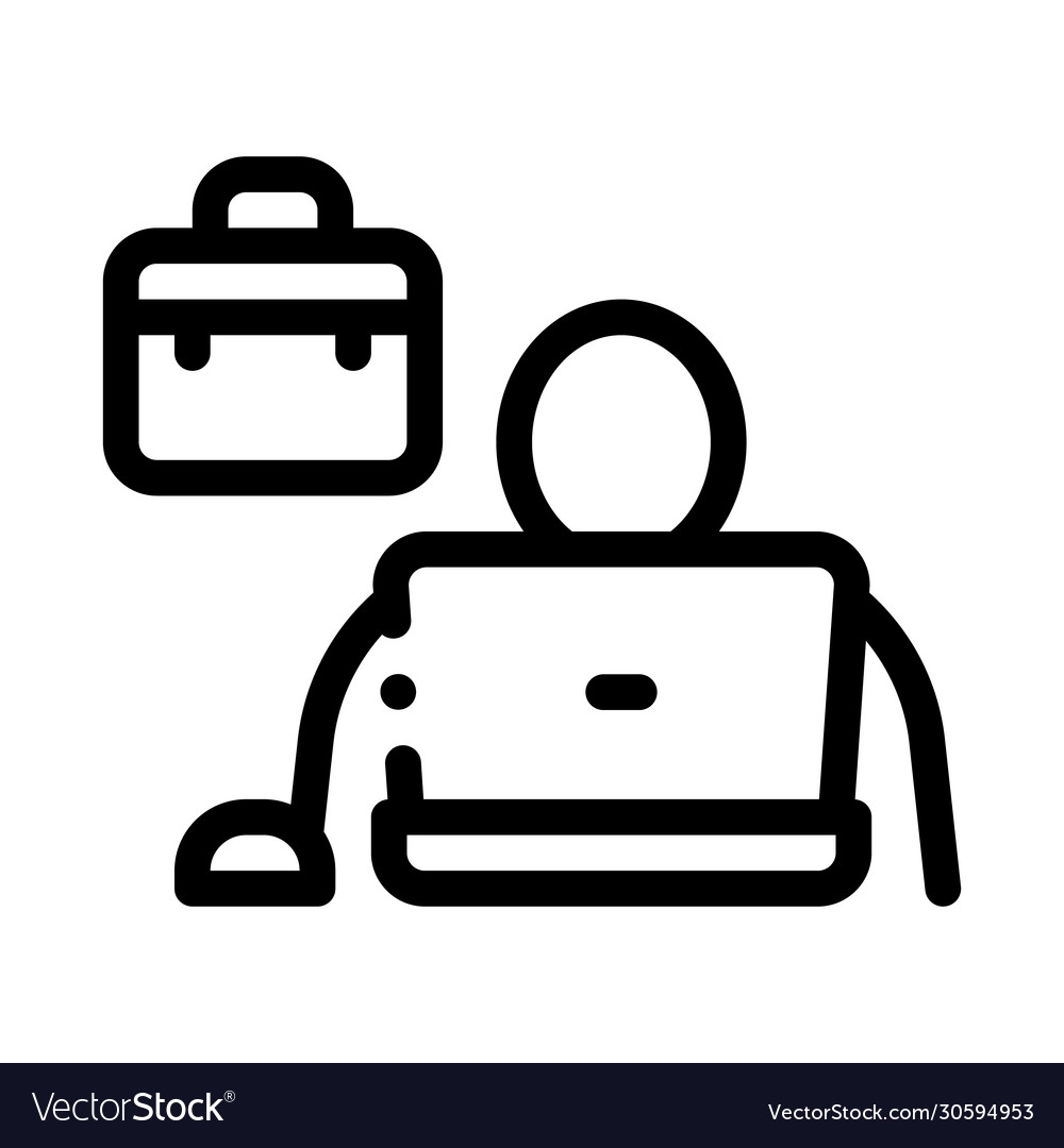 Computer worker icon outline Royalty Free Vector Image