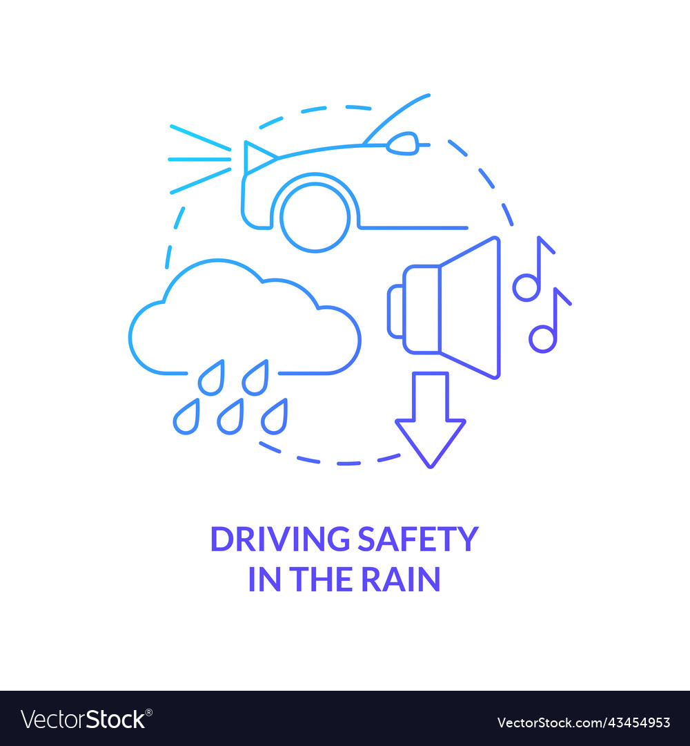 Driving safety in rain blue gradient concept icon Vector Image Driving safety in rain blue gradient concept icon Vector Image