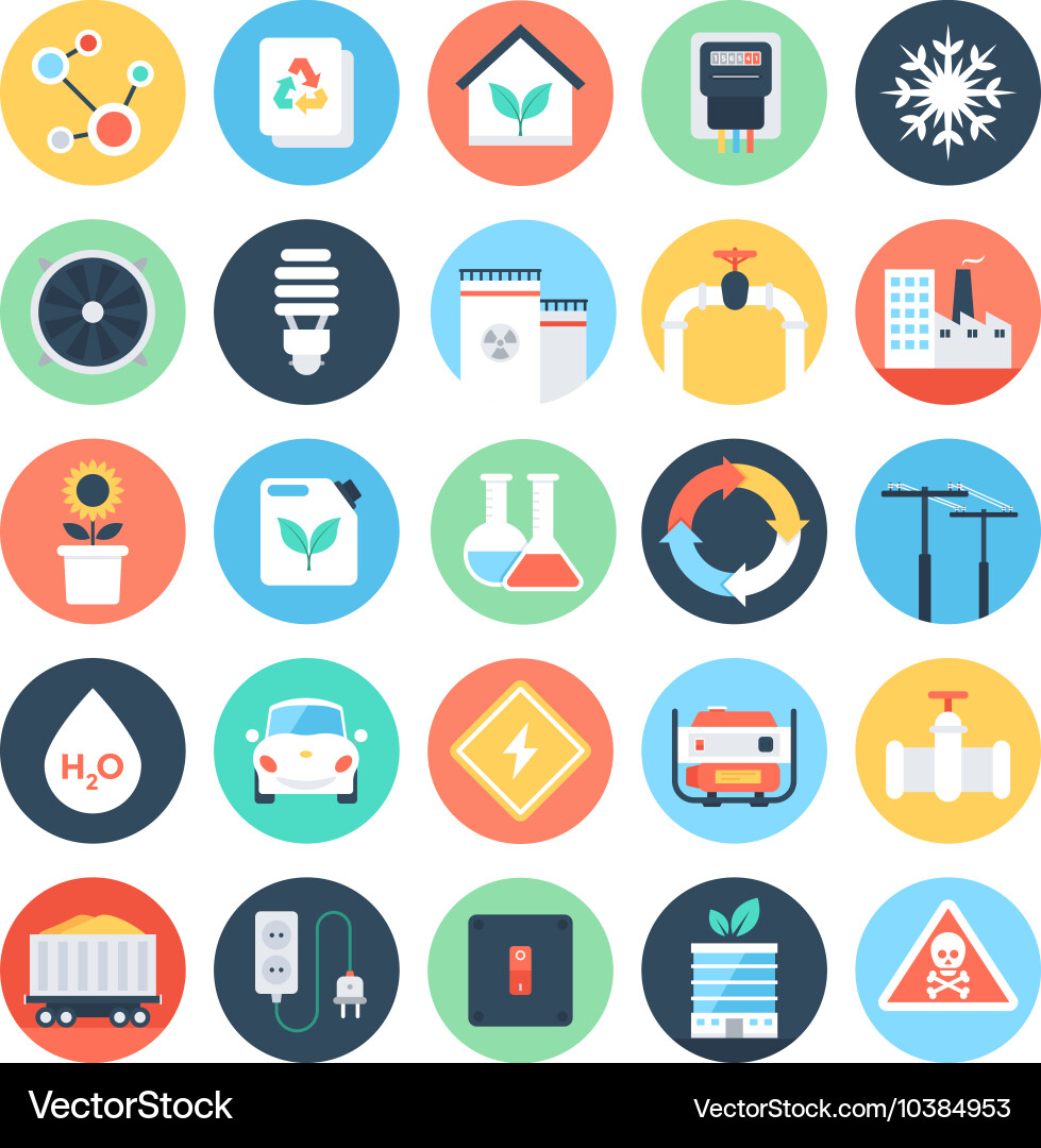 Energy and Power Colored Icons 4 Royalty Free Vector Image