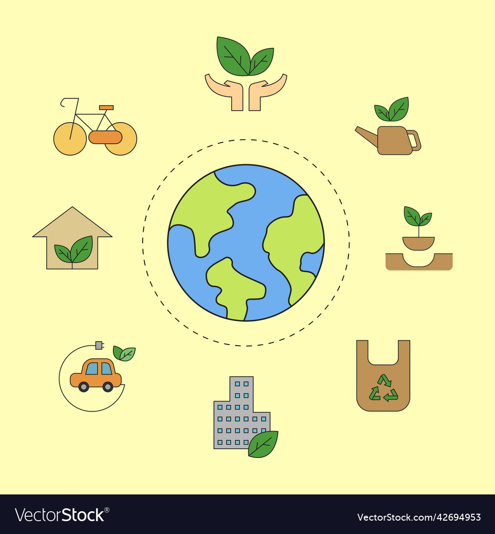 Environment icon design elements set Royalty Free Vector