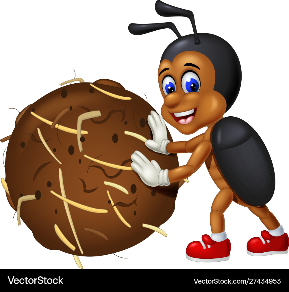 Funny brown black beetle cartoon Royalty Free Vector Image