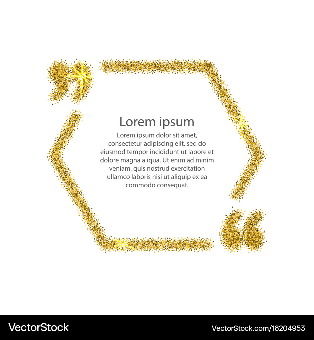 Gold quotation mark speech bubble Royalty Free Vector Image