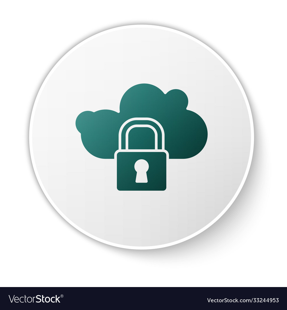 Green cloud computing lock icon isolated on white Vector Image