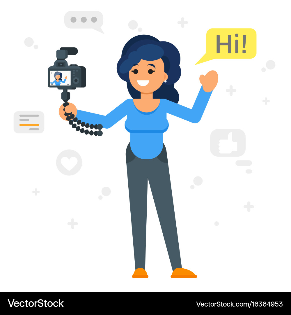 Happy blogger girl Royalty Free Vector Image - VectorStock
