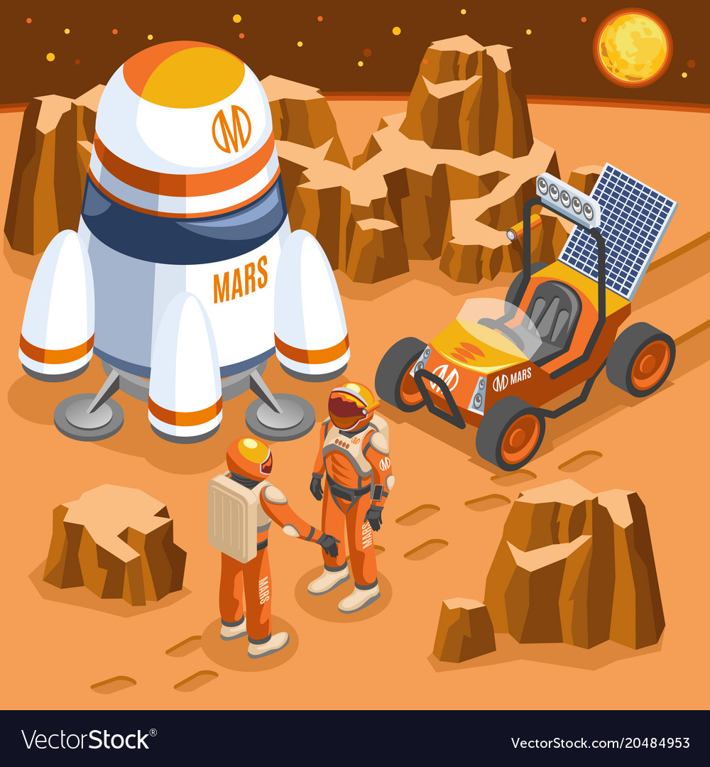 Mars exploration isometric Royalty Free Vector Image