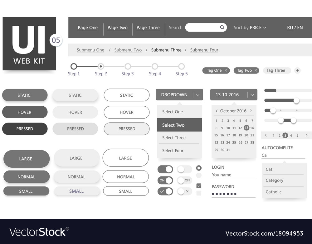 Mobile UI Kit Template Royalty Free Vector Image