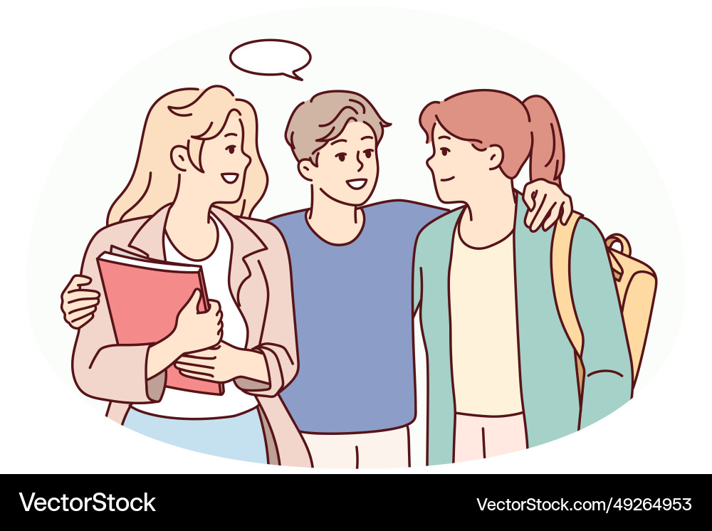 Smiling guy flirt with female mates Royalty Free Vector