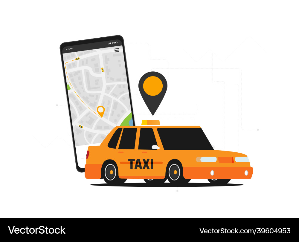 Taxi graphic design in flat style Royalty Free Vector Image