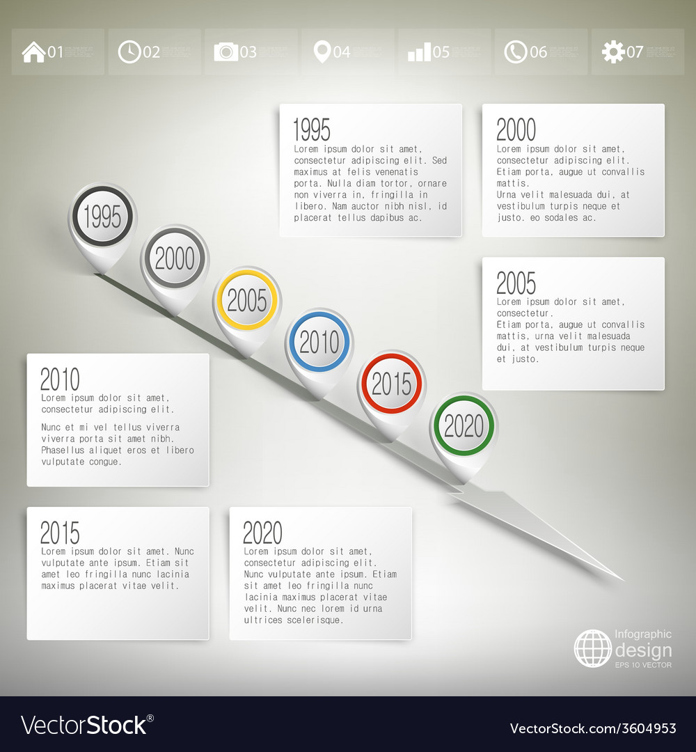Timeline with pointer marks infographic Royalty Free Vector