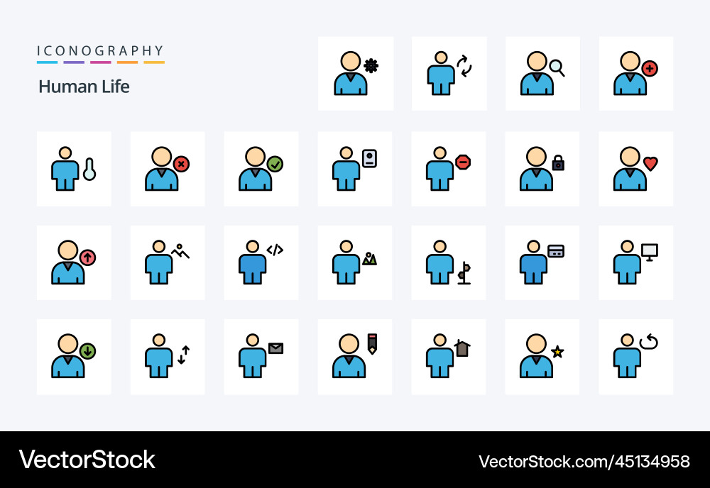 25 human line filled style icon pack iconography Vector Image