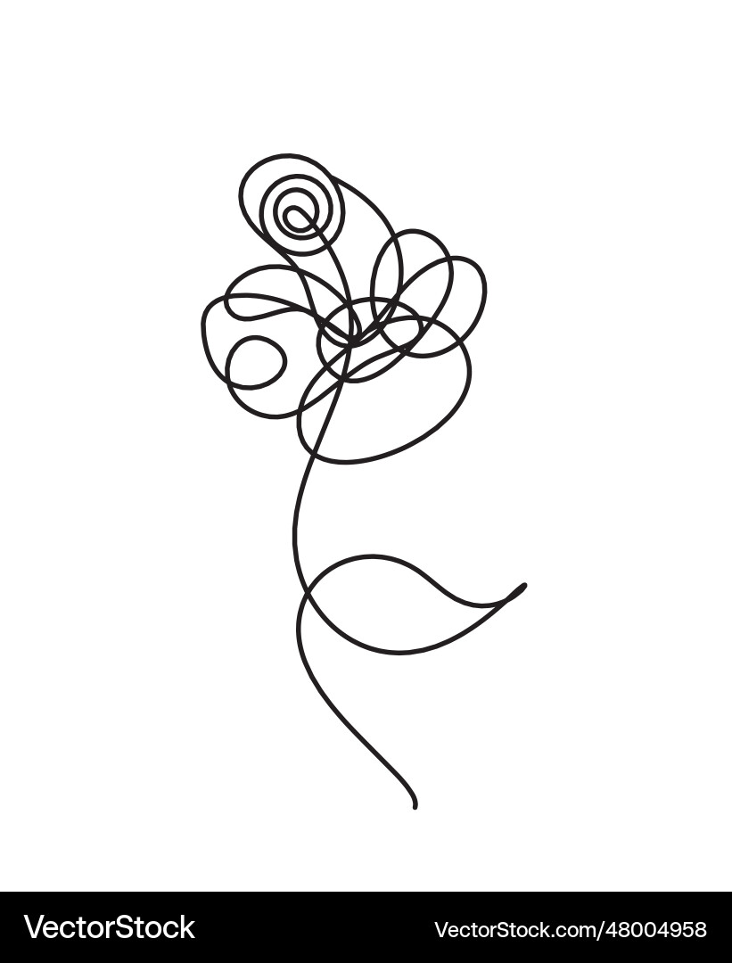 Abstract flower line drawing isolated on white Vector Image