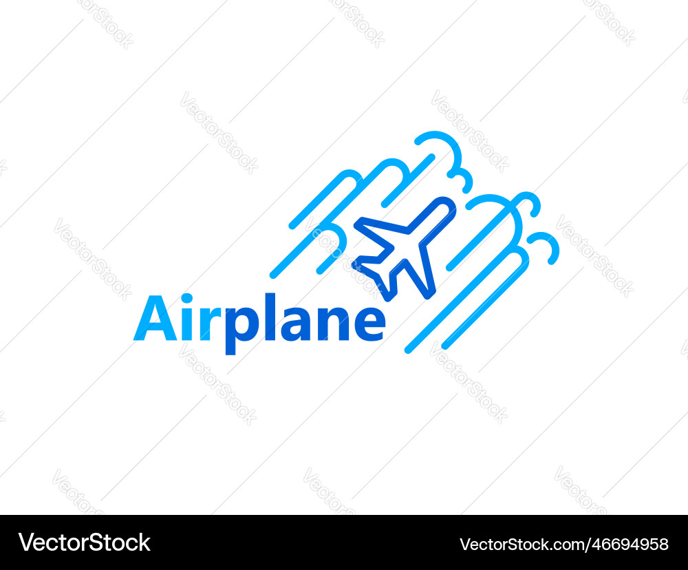 Airplane logo element clouds abstract lines white Vector Image