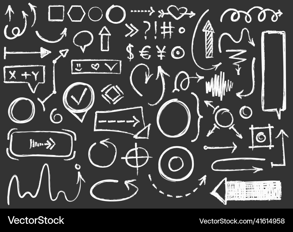 Chalk arrow crayon arrows and lines on blackboard Vector Image
