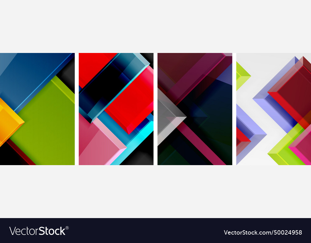 Color glass glossy square composition poster set Vector Image