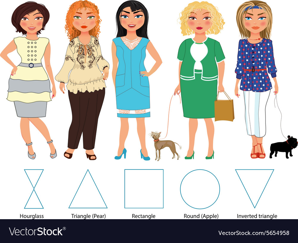 Five Figures everyday wearing Royalty Free Vector Image