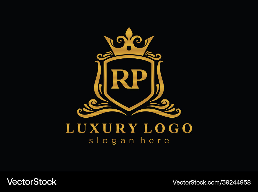 Initial rp letter royal luxury logo template Vector Image