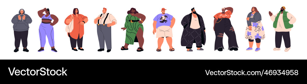 Plus-size characters with curvy fat heavy big Vector Image