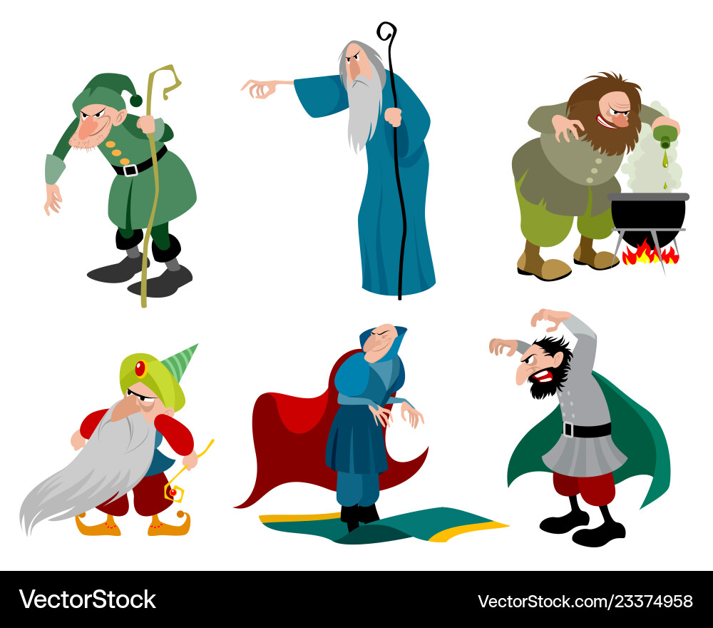 Set of six evil sorcerers Royalty Free Vector Image