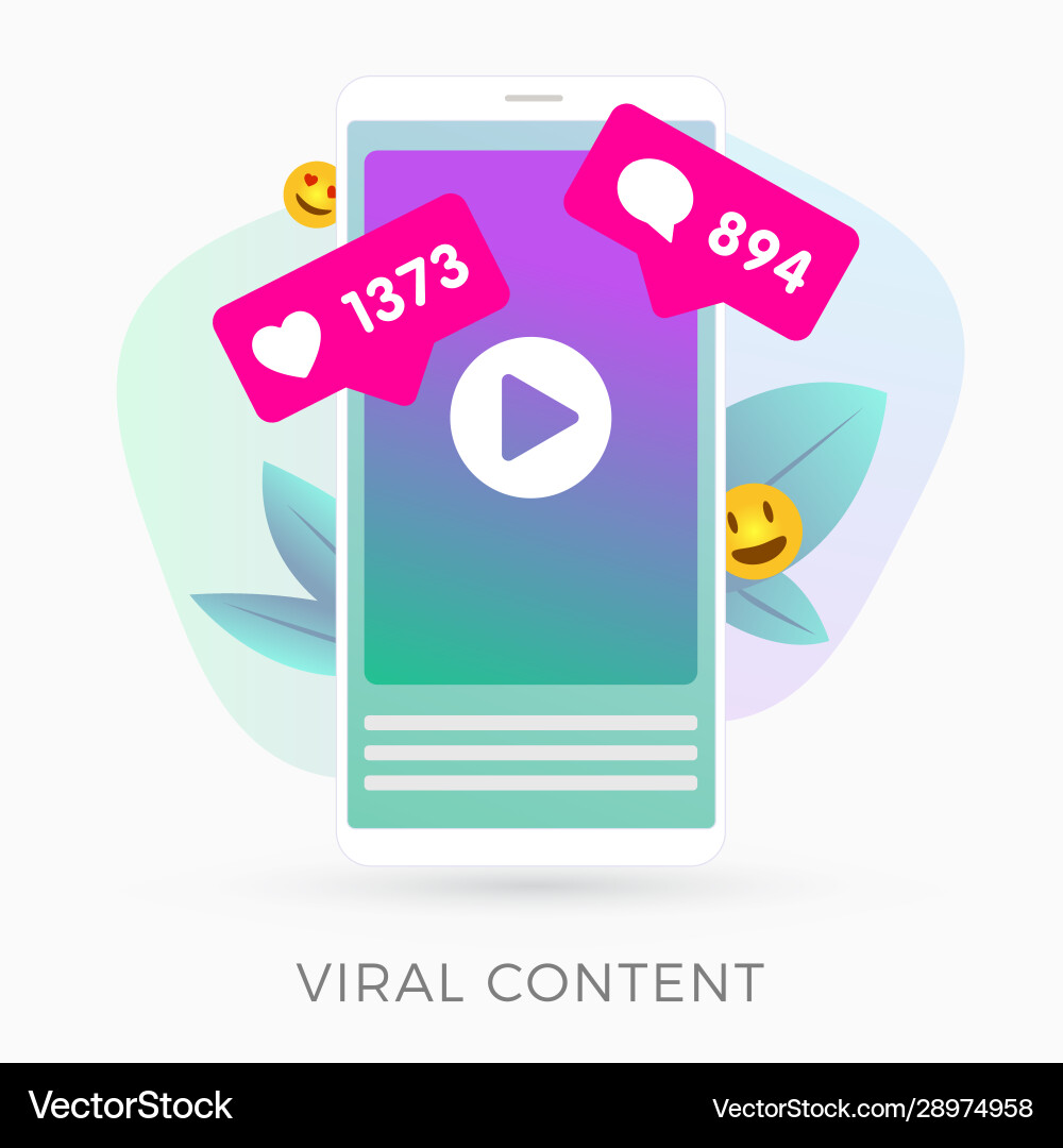 Viral marketing content vertical video smartphone Vector Image