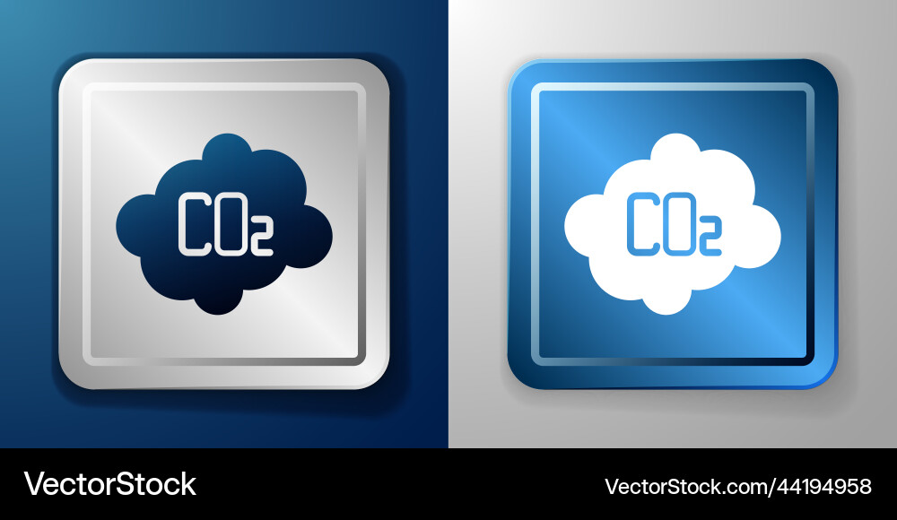 White co2 emissions in cloud icon isolated on blue