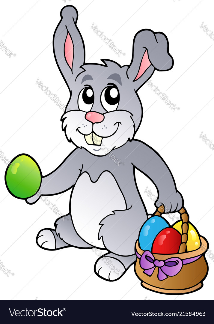 Bunny and easter eggs Royalty Free Vector Image