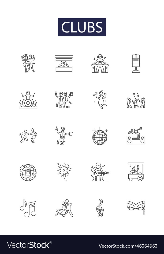 Clubs line icons and signs pub bar Royalty Free Vector Image
