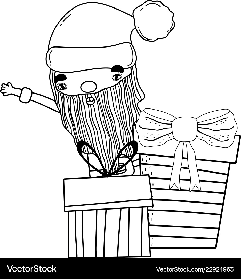 Cute christmas santa claus with gift present Vector Image