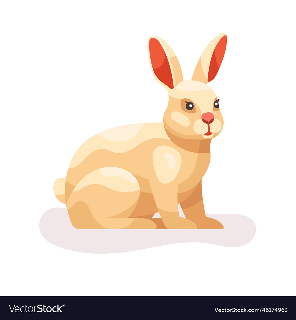 Cute rabbit flat isolated Royalty Free Vector Image