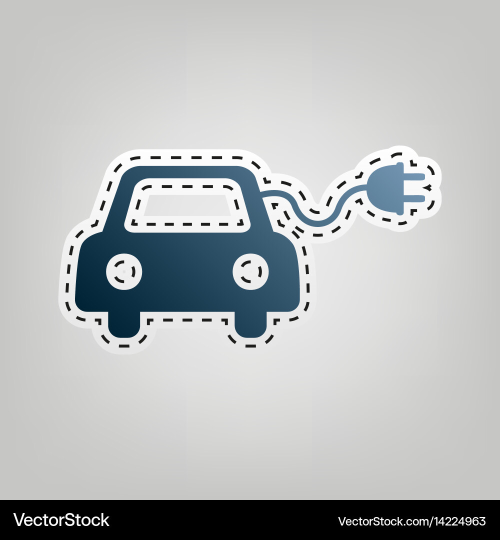 Eco electric car sign blue icon Royalty Free Vector Image