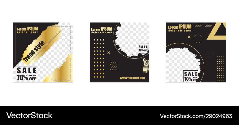 Editable social media post templates Royalty Free Vector