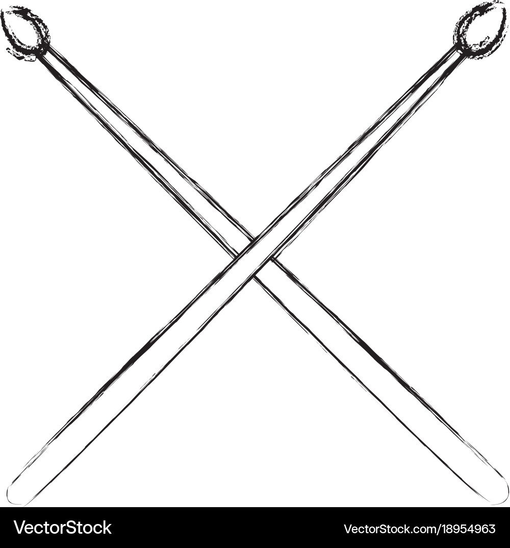 Figure drumstick object wooden to play drum Vector Image