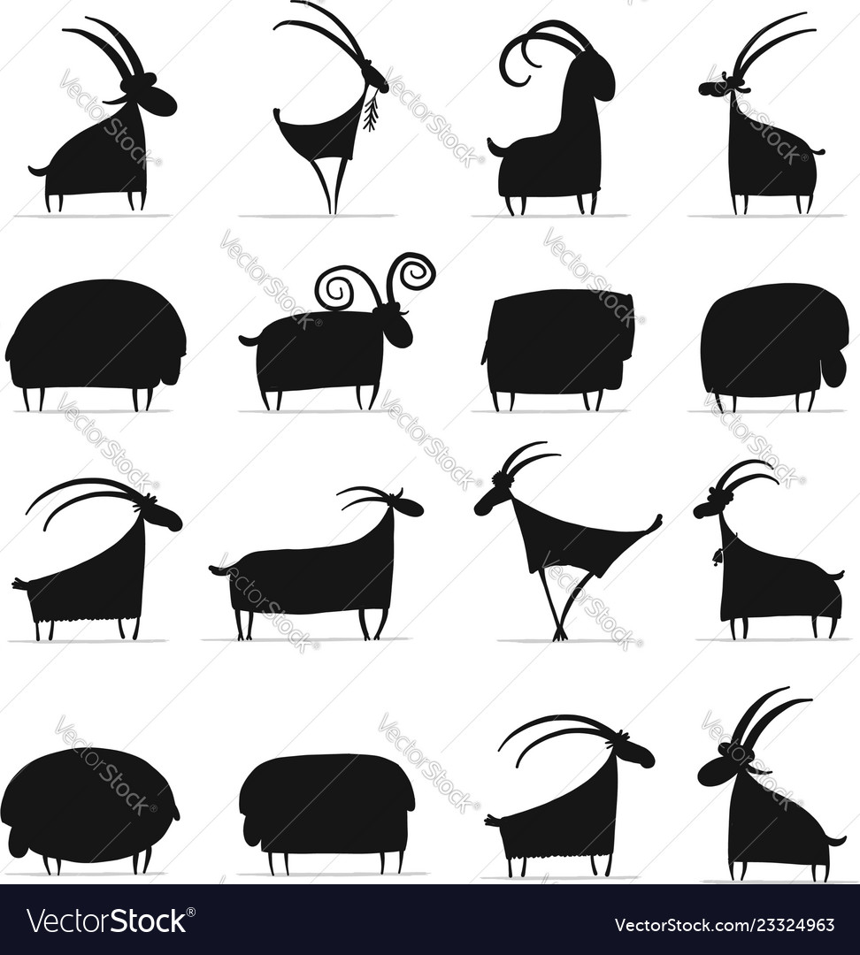 Goats and rams collection for your design Vector Image