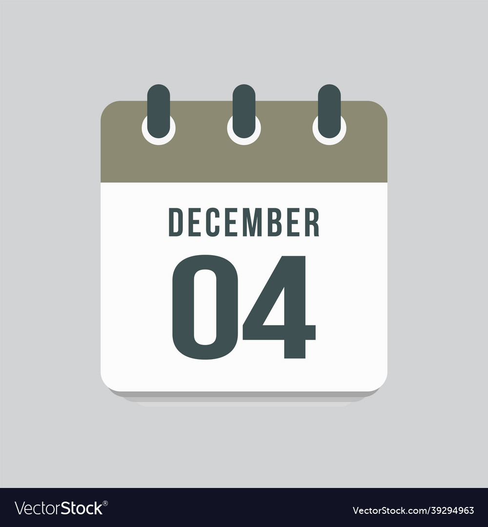 Icon day date 4 december template calendar page Vector Image