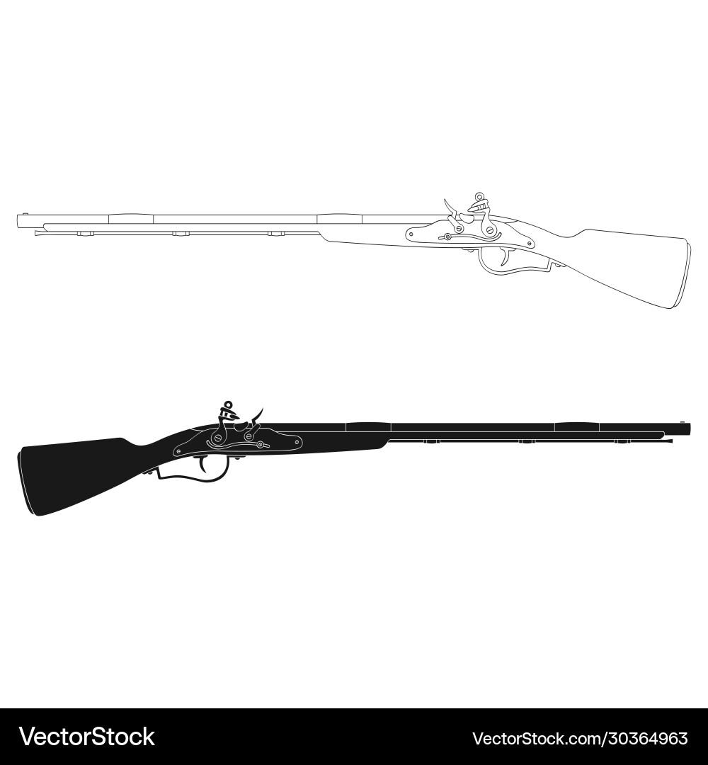 Monochrome icon with antique rifle Royalty Free Vector Image