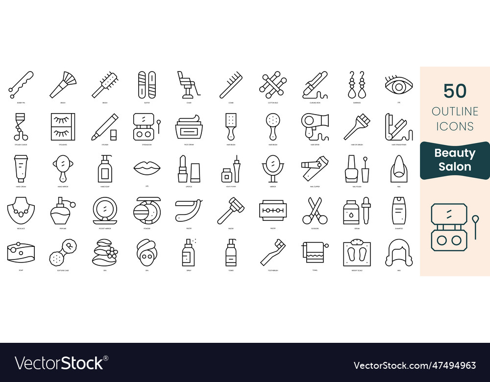 Set of beauty salon icons thin linear style icons Vector Image