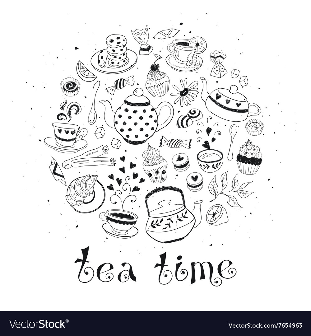 Tea time poster Royalty Free Vector Image - VectorStock