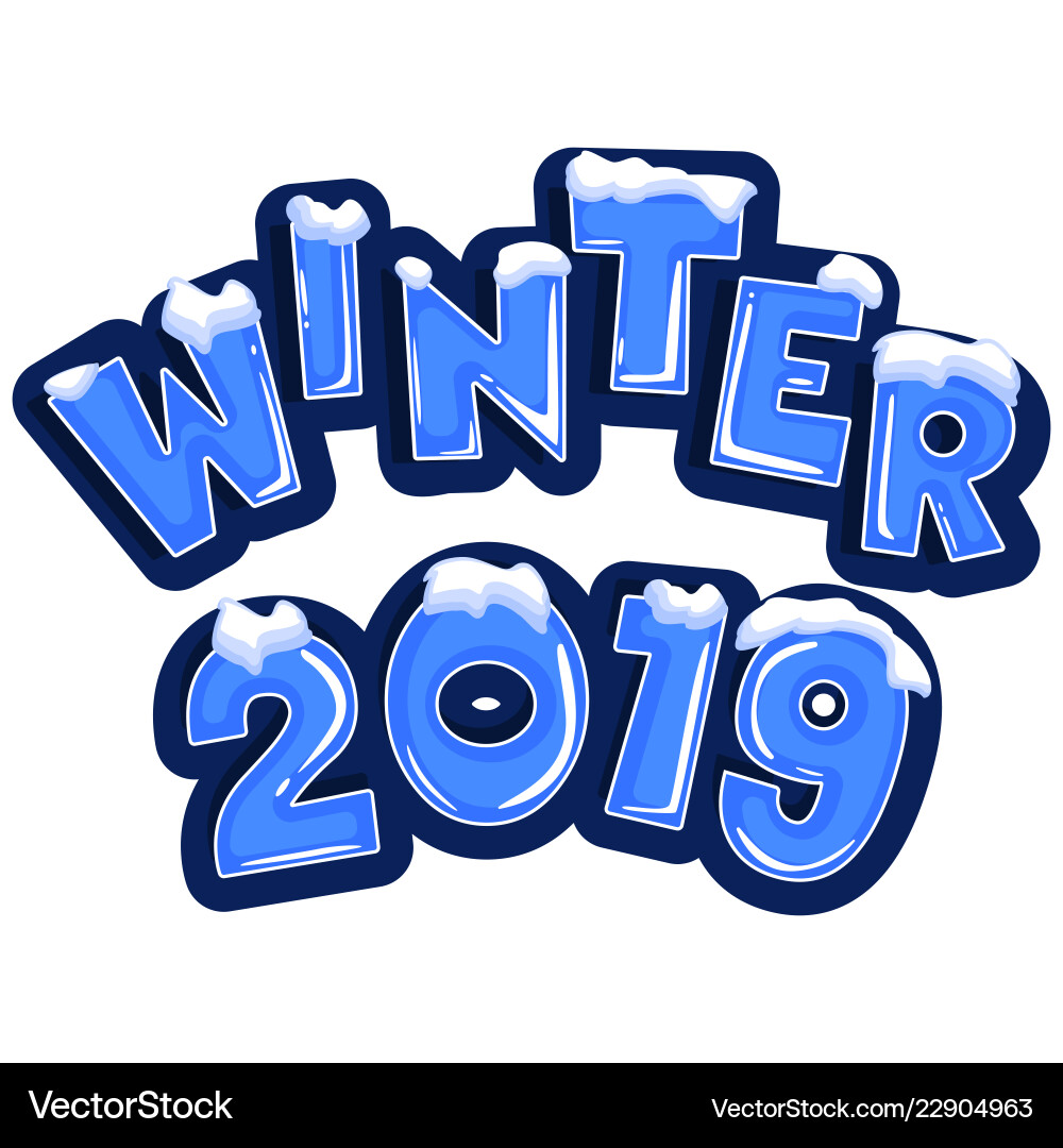 Word winter capped with snow ice lines on the text