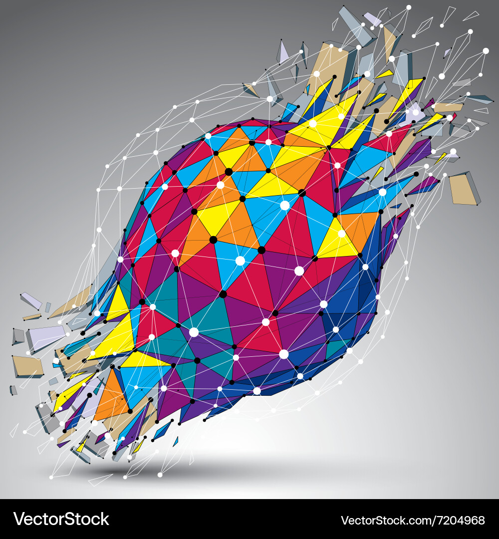 Abstract colorful 3d faceted figure with connected