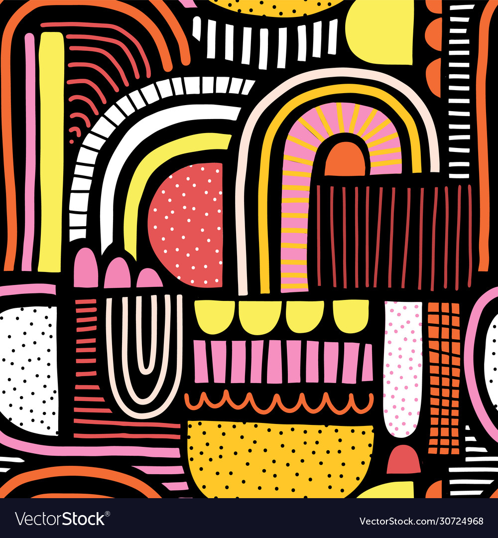 Abstract seamless pattern doodle shapes Royalty Free Vector