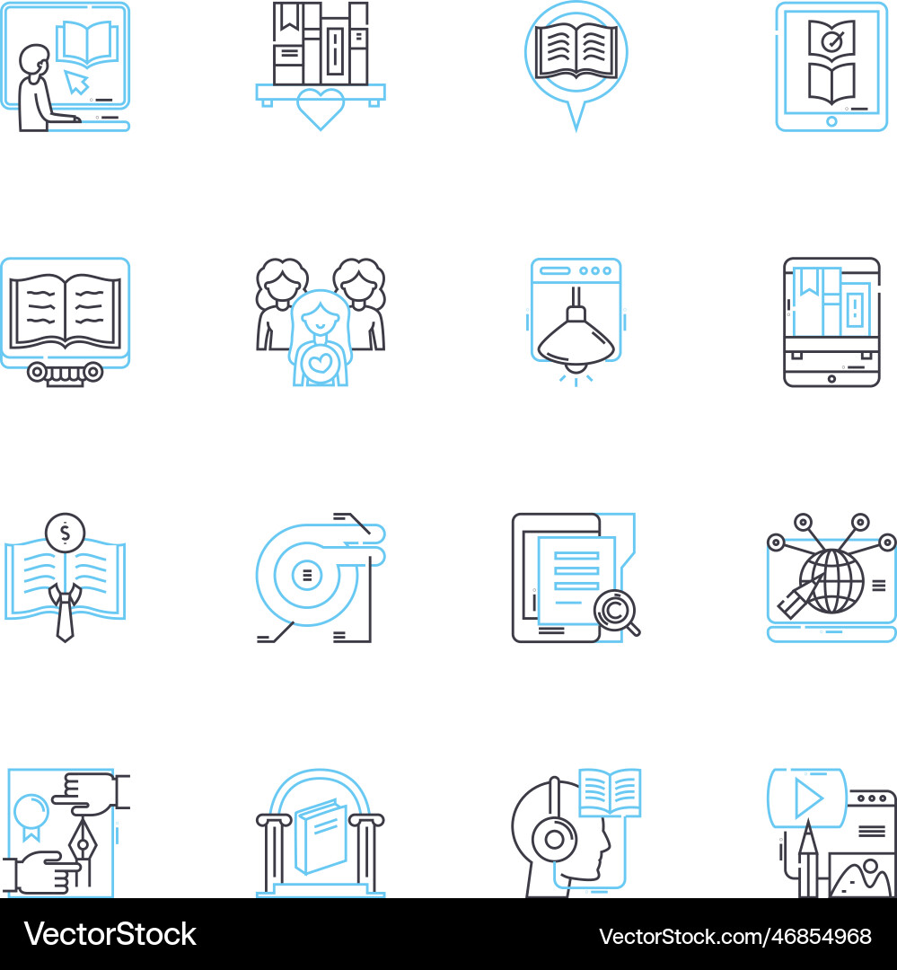 Advertising linear icons set marketing campaign Vector Image