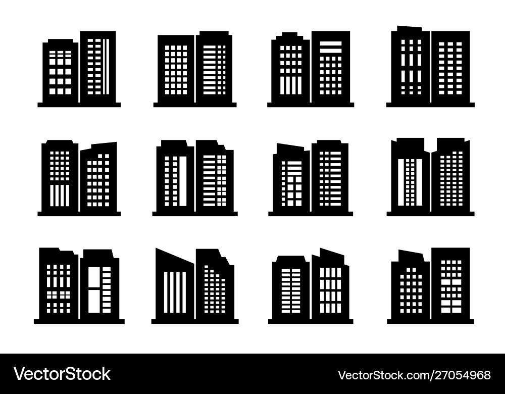 Building and company icon on white background Vector Image