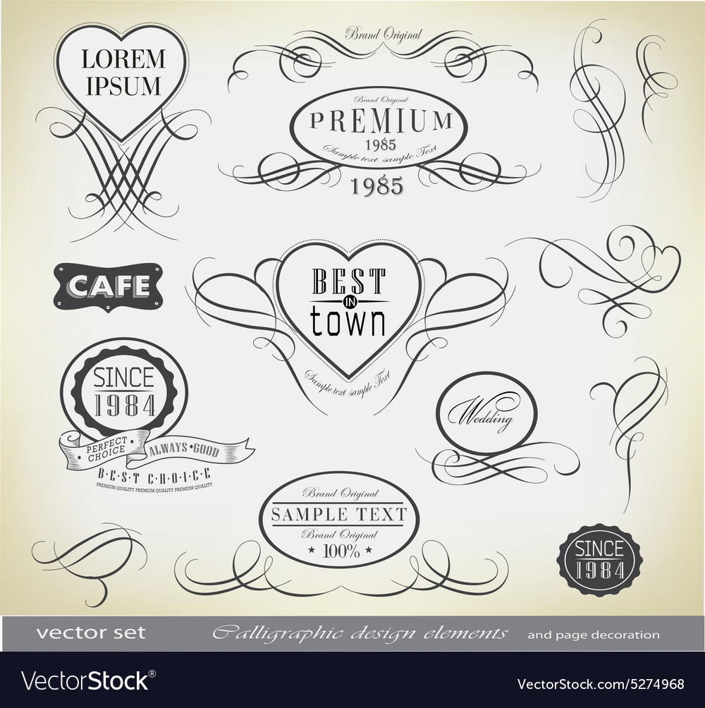 Calligraphic design elements Royalty Free Vector Image