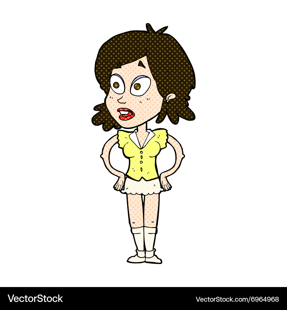 Comic cartoon woman with hands on hips Royalty Free Vector