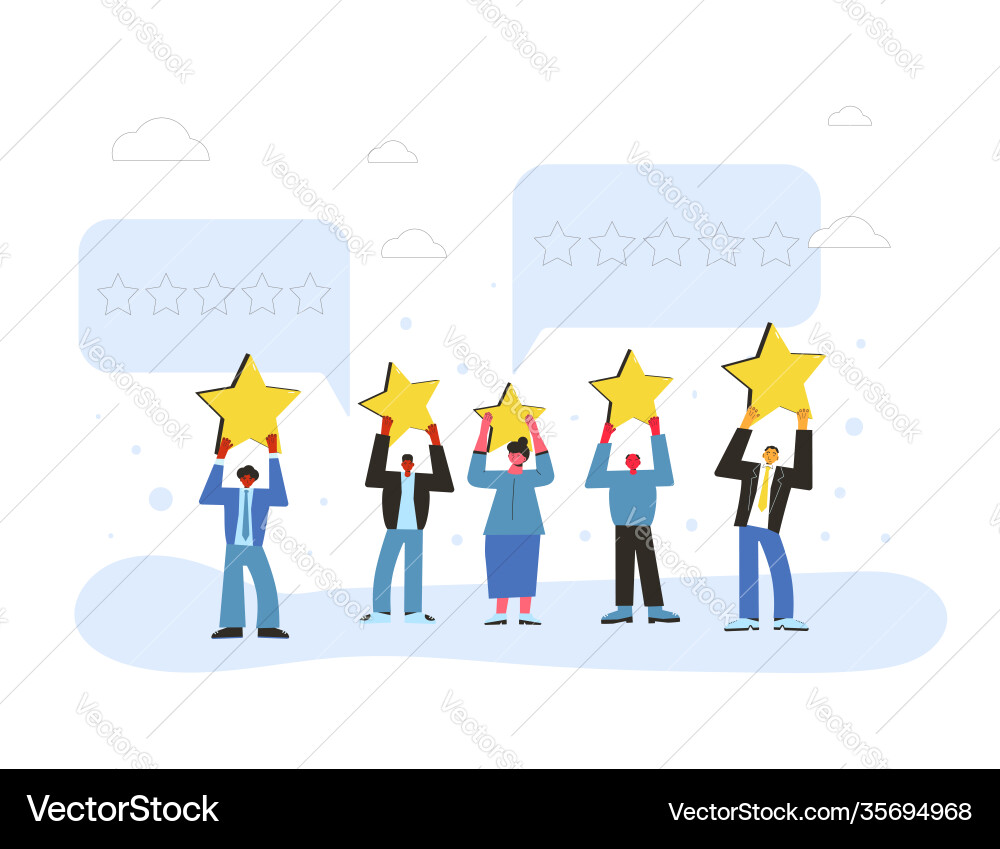 Feedback concept people with stars in their hands Vector Image